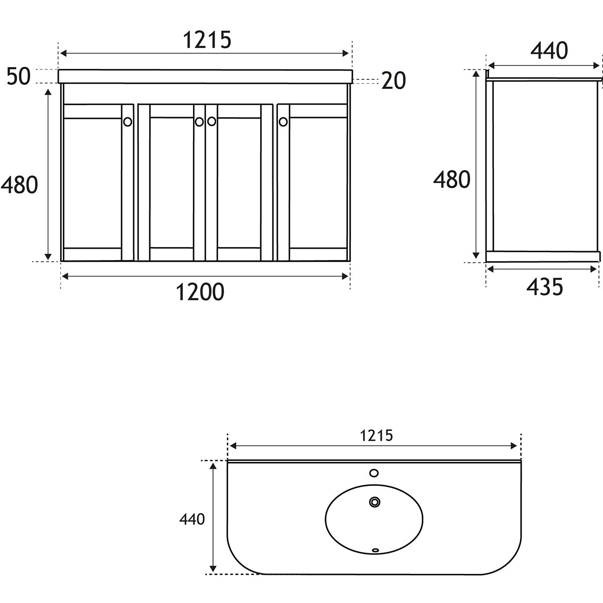 Hardwick 1200mm Wall Hung Vanity Unit, Quartz Worktop and Double Basin ...