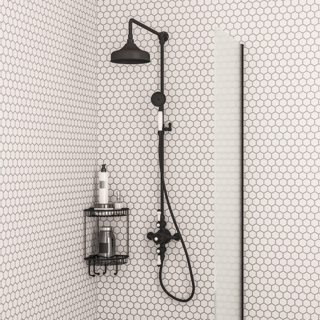 Traditional Twin Thermostatic Exposed Shower Valve With Rigid Riser Wi ...