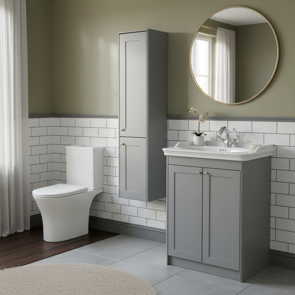 Victoriana Traditional Stone Grey Floor Standing Vanity Bundle – Bathshack