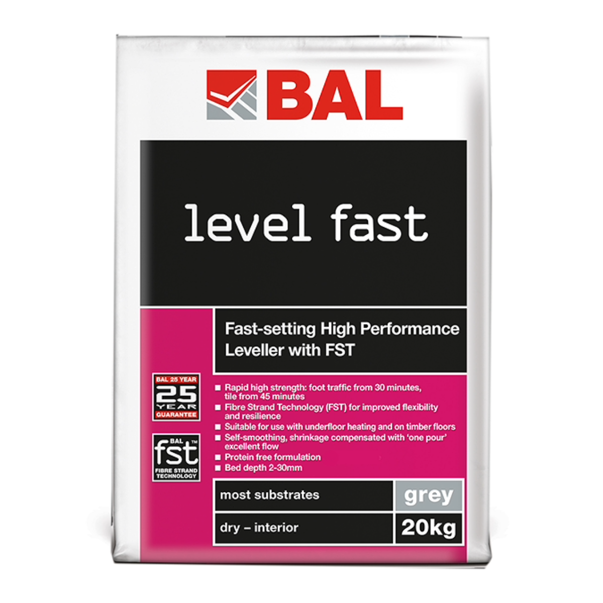 Bal Level Fast Rapid Set Floor level Compound - 20kg - Grey – Bathshack