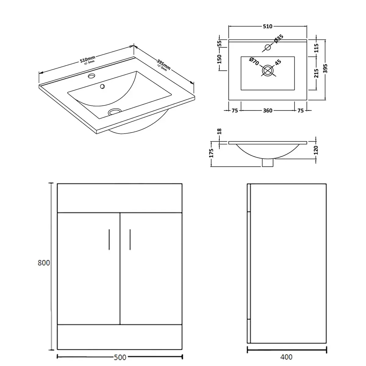 Bergo 500mm Vanity Unit, Tap & Toilet En-suite Deal – Bathshack