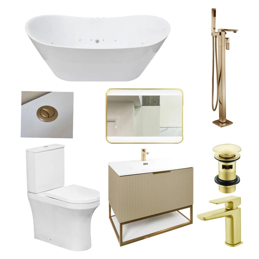 Taha 1800 Freestanding Whirlpool Bath Suite - Cali Comfort Height Back ...