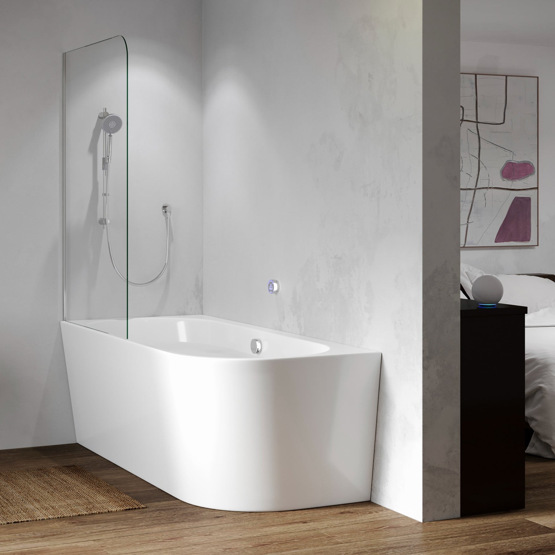 Aqualisa Smart Glo Digital Shower - Dual Outlet with Riser Rail and Ba ...