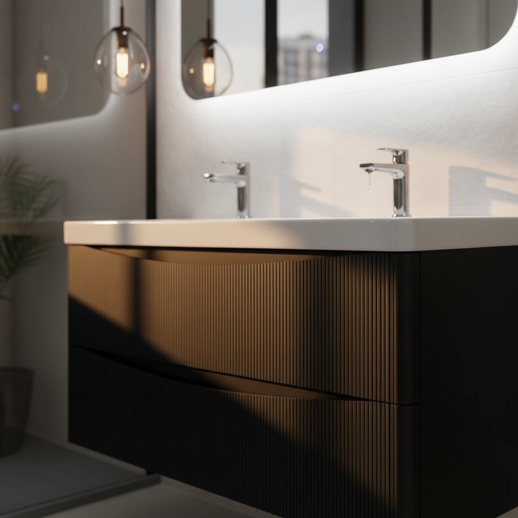 Josef Martin Happi 1200mm Fluted Wall Hung Double Vanity Unit & Basin ...