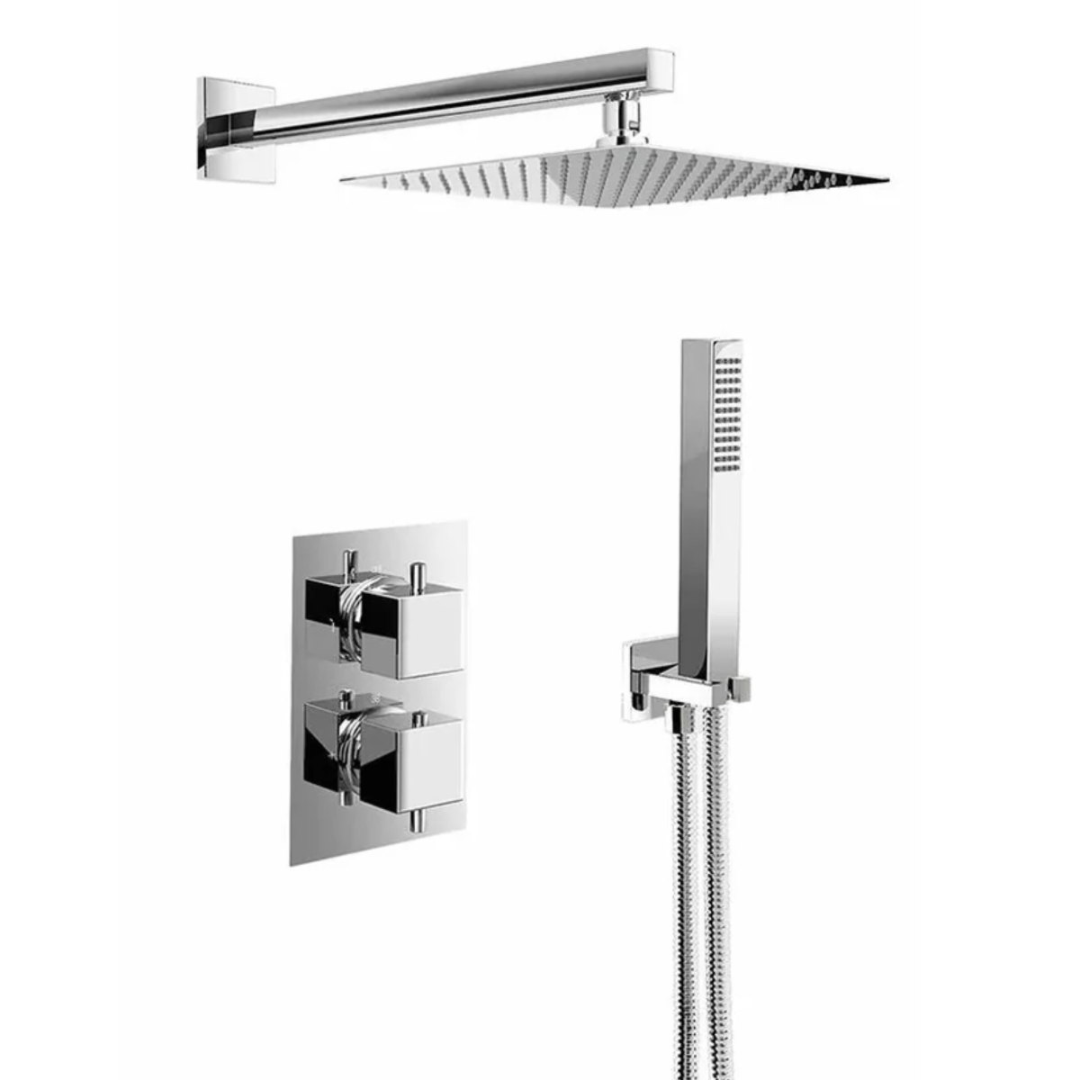 Eliseo Ricci Cube Twin Concealed Shower Kit inc Head, Arm and Handset ...