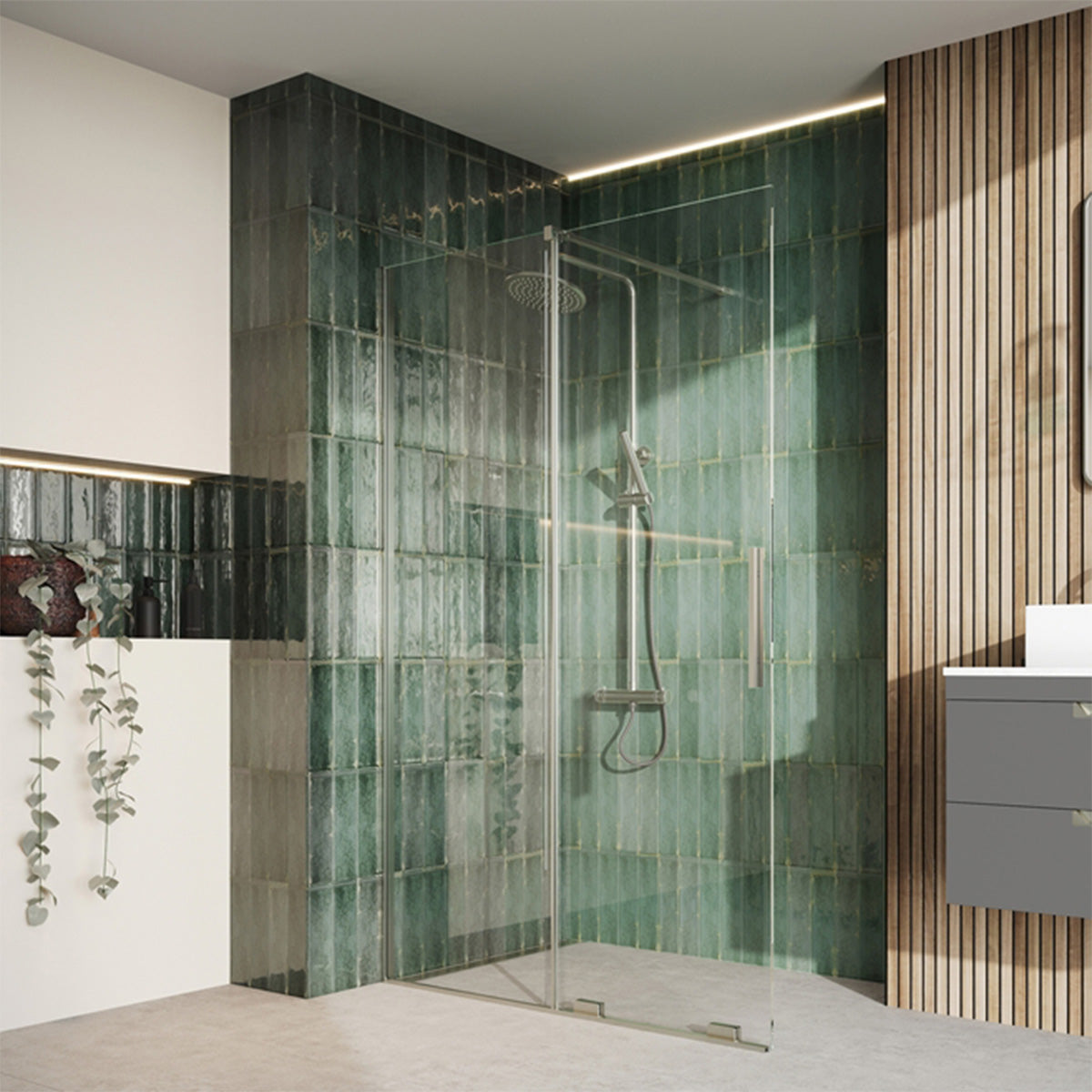 Kiimat 8motion 8mm Sliding Wetroom 1400mm x 2000mm - Brushed Nickel ...