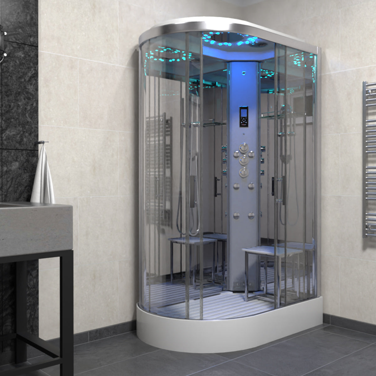 Insignia Platinum 1200 x 800mm Offset Steam Shower Enclosure PL12R-OCF ...