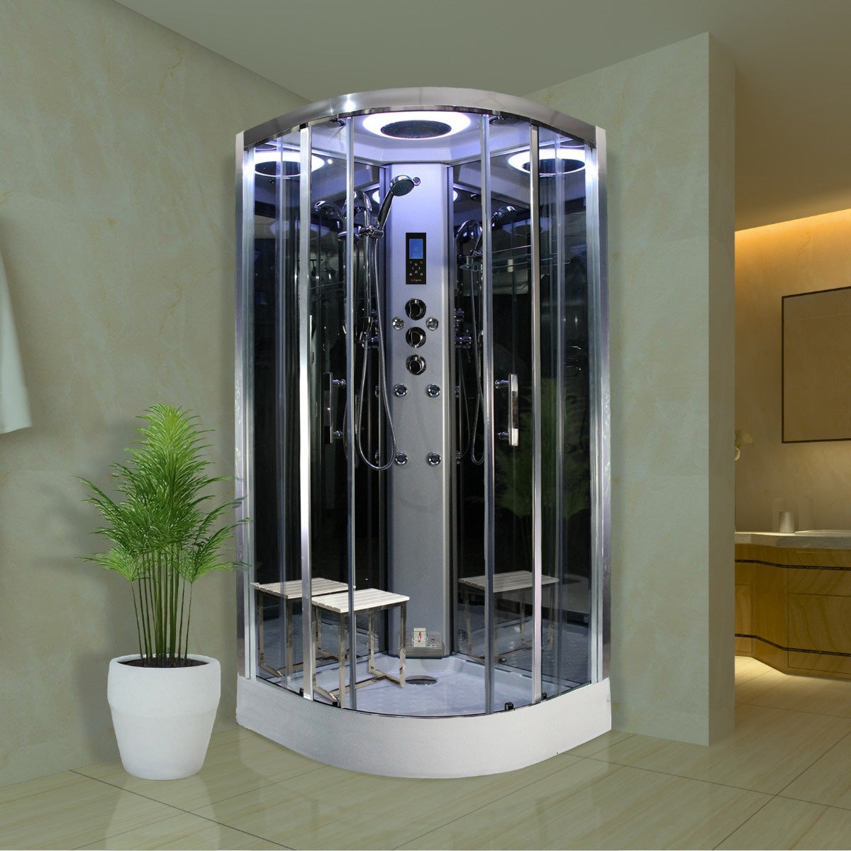 Insignia Premium 800mm Quadrant Steam Shower Enclosure with Chrome ...