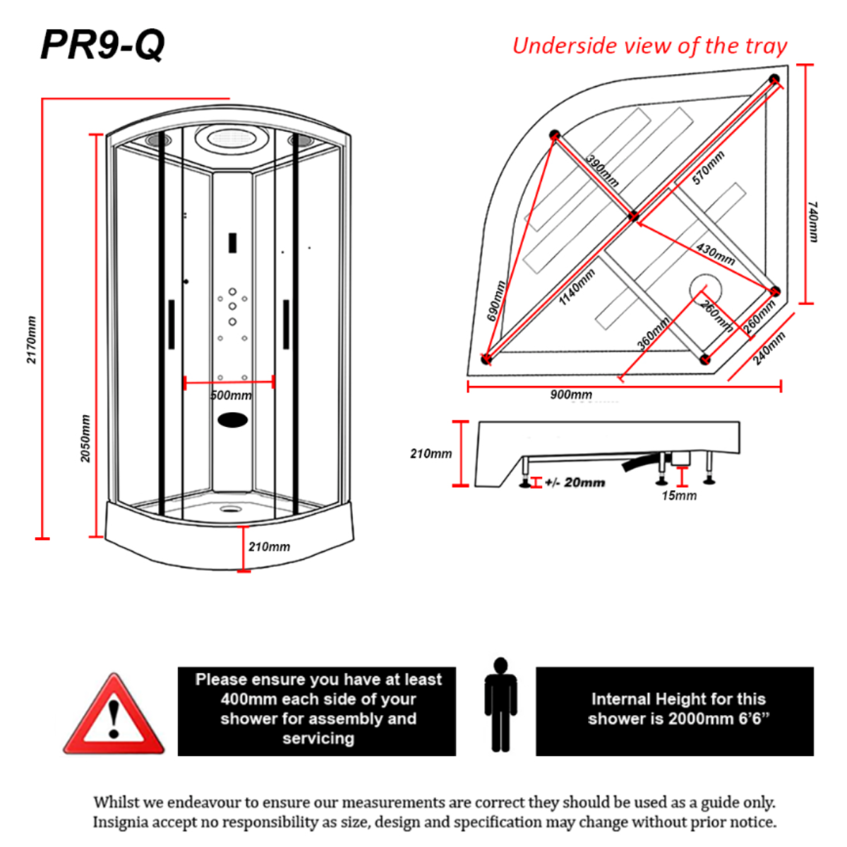 Insignia Premium 900mm Quadrant Shower Cabin - Chrome Frame/Clear Glas ...