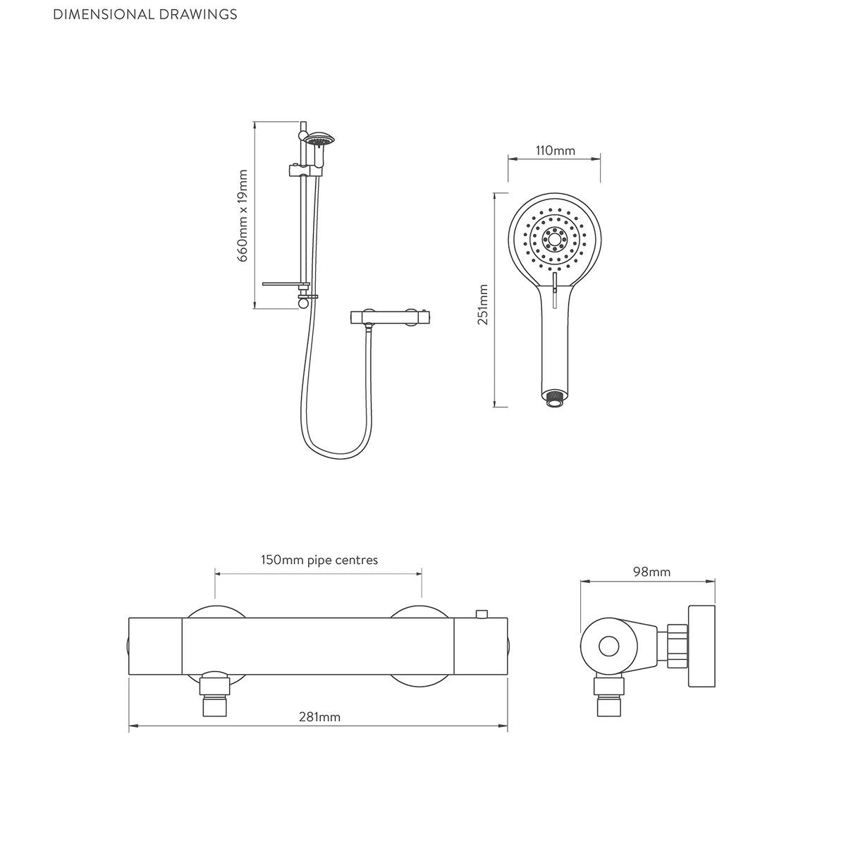 Aqualisa Black Mixer Bar Valve With Adj Head – Bathshack