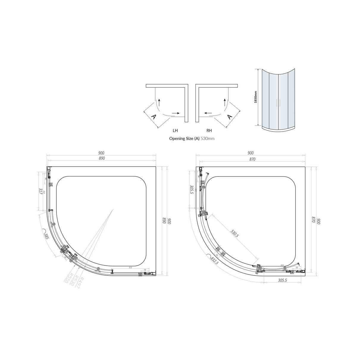 Kiimat Six Plus 900mm Double Door Quad 1900mm High - Brushed Brass ...