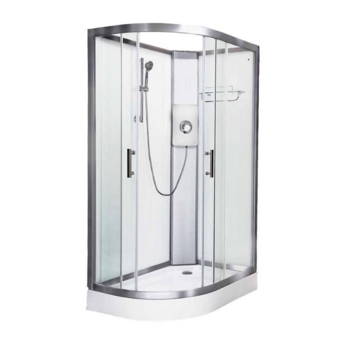 Vidalux Pure Electric 1200mm Shower Cabin Right Hand White - Gun Metal ...