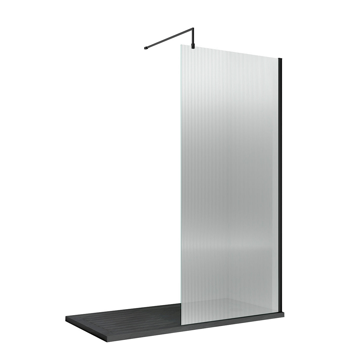 Hudson Reed 1000mm Fluted Wetroom Screen including Support Bar - Matt ...
