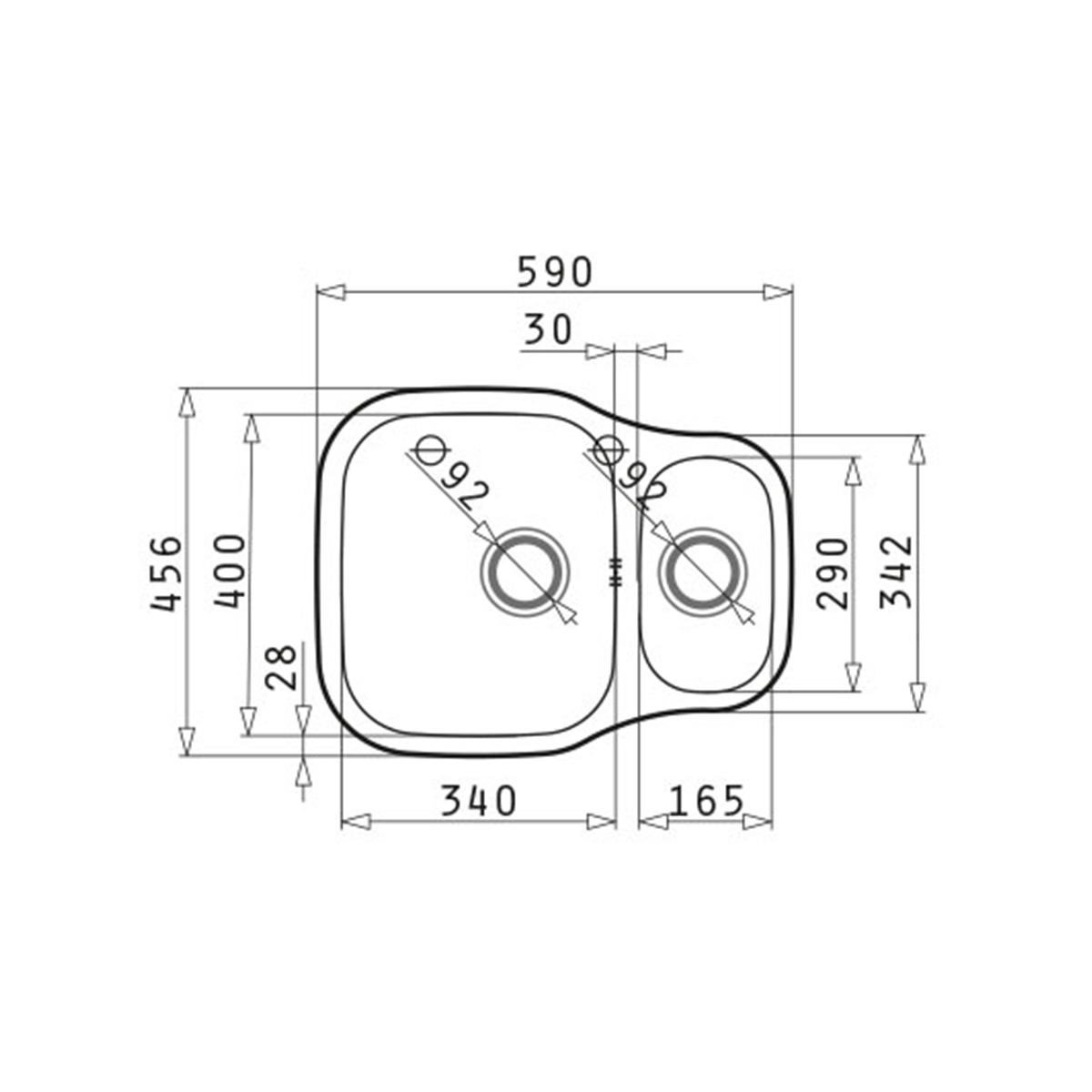 Pyramis Dione 590 x 460mm 1.5B Sink Including Waste (20722)