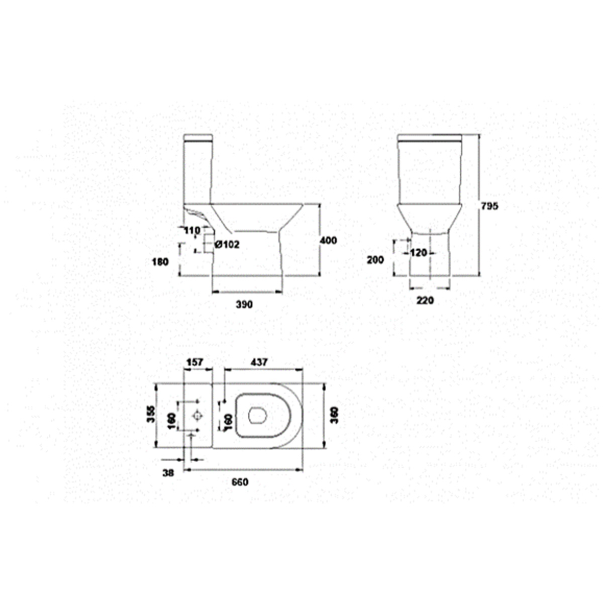 Roca Aris Rimless Close Coupled Toilet & Soft Close Seat (15898)