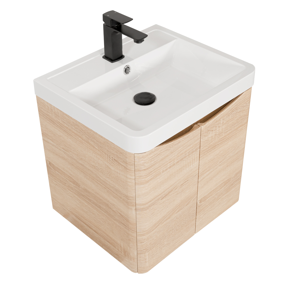 Baltimore 500mm 2 Door Wall Hung Vanity Unit & Basin - Bardolino Oak ...