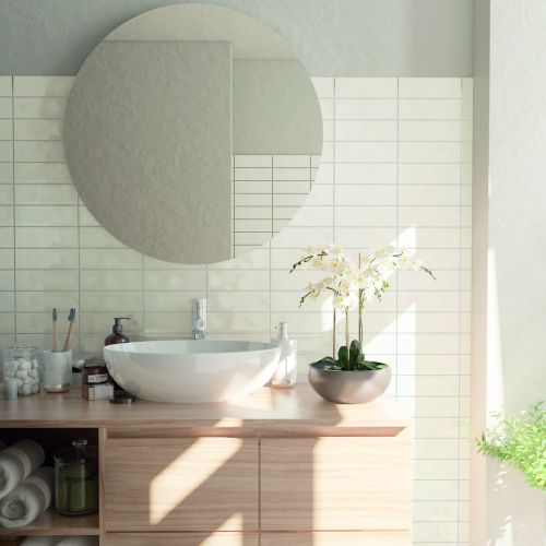 Borgo Glossy Soft White 6.5 x 20cm White Body Wall Tile - 0.36sqm ...