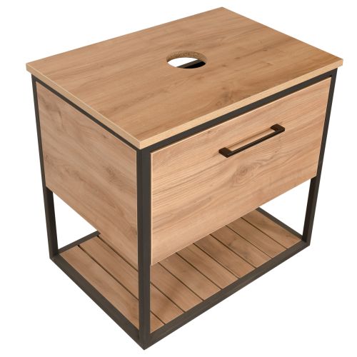 Croft 650mm Wall Mounted Unit with Countertop (16248) Wood Effect ...