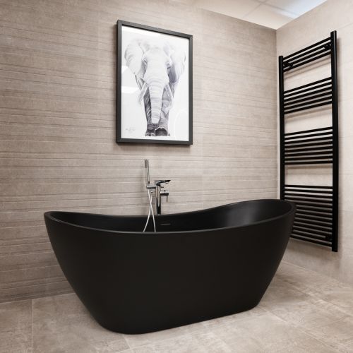 Viktor Benson Taha 1700 x 730mm Freestanding Bath - Matt Black (20692) Black - Bathshack