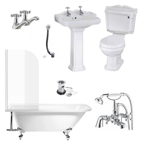 Legend Traditional Freestanding Shower Bath Suite - Left Hand (11928 ...