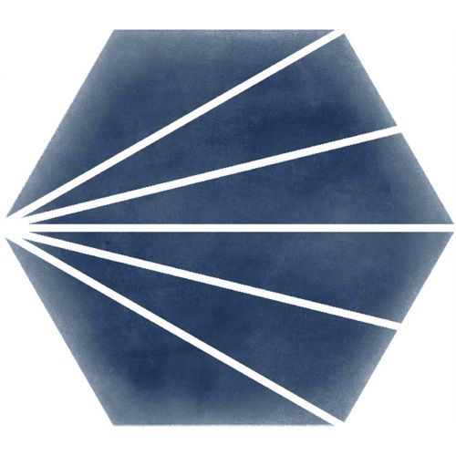 Palm Stripe Blue Marine 14 x 16cm Porcelain Hexagon Tile - 0.495sqm ...