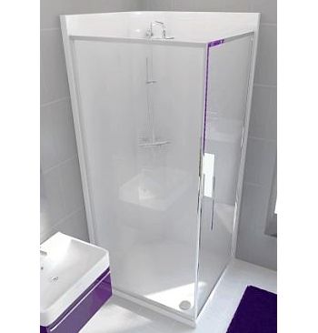 1000 x 800mm Rectangle Alcove Shower Pod Enclosure - Porcelain White ...