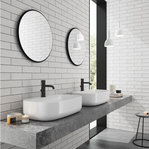 Rural Flat White Traditional Edge Brick Effect 7.5 x 30cm White Body ...