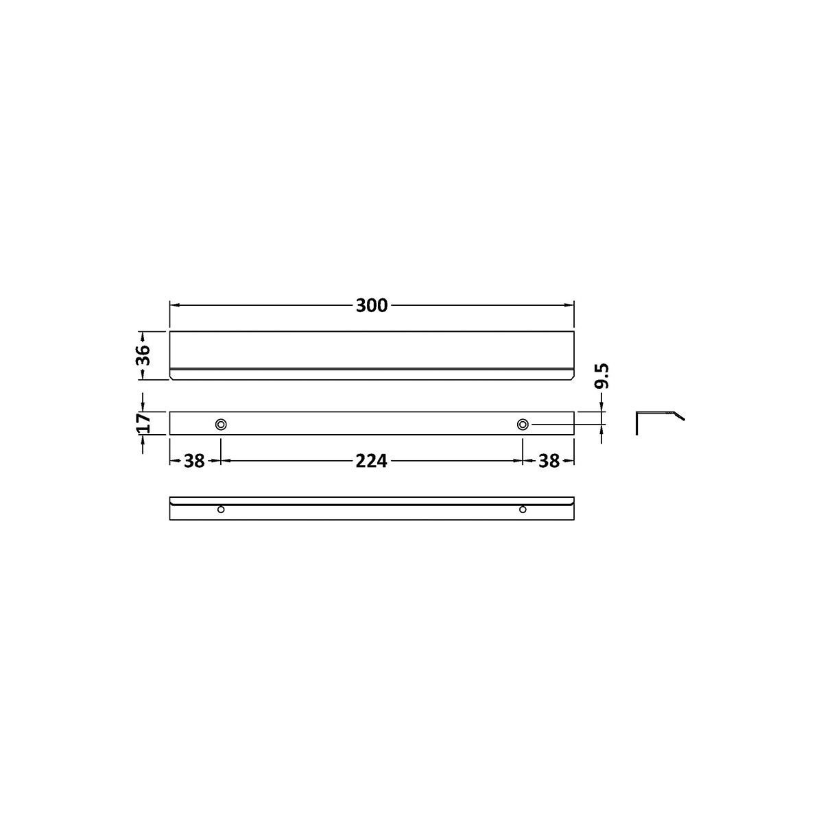 Brushed Brass 300mm Finger Pull Handle