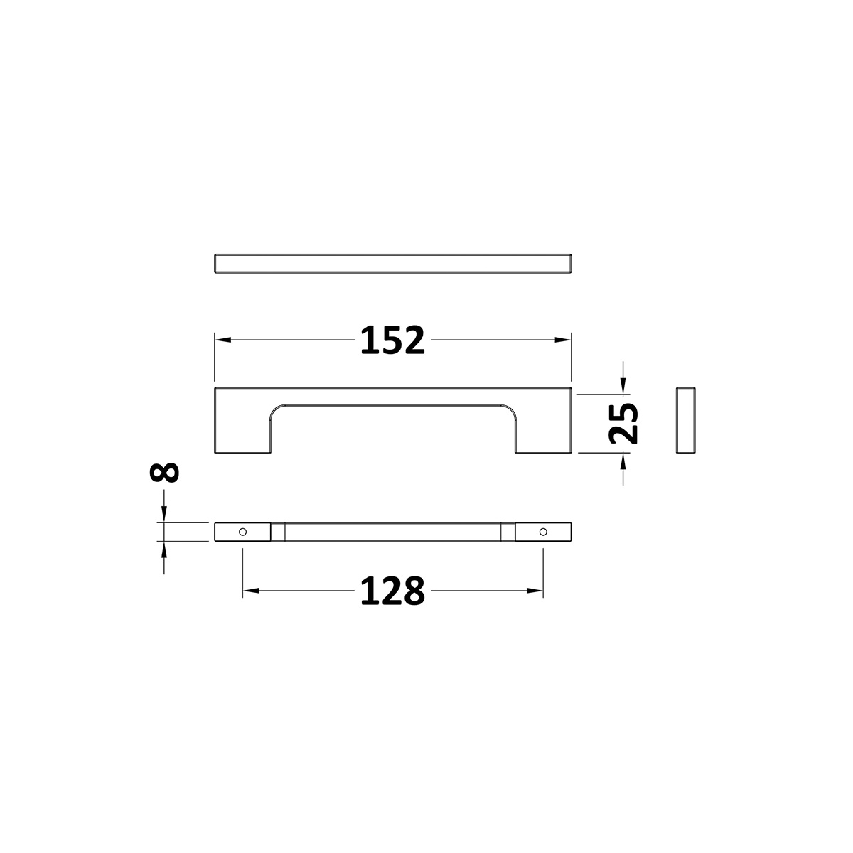 Brushed Brass 150mm Slimline D Handle