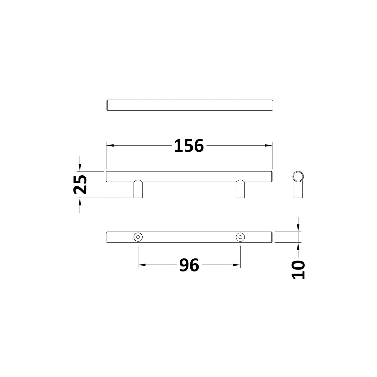 156mm T-Bar Handle - Brushed Brass (21336)