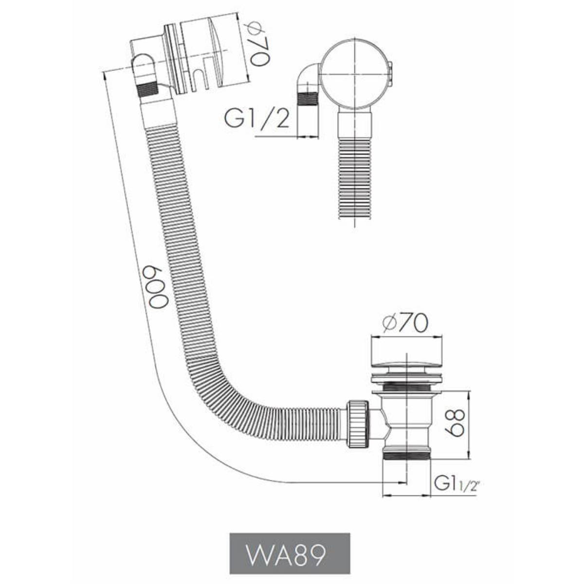 Chrome Plated Brass Bath Filler and Overflow (13346)